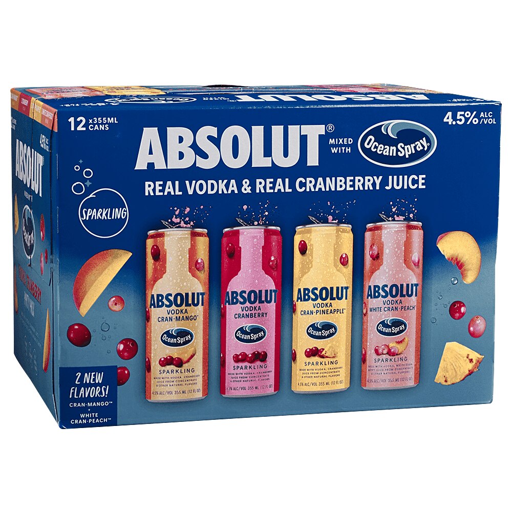 Absolut Ocean Spray Cocktail Variety 12pk 12 oz Cans - Applejack