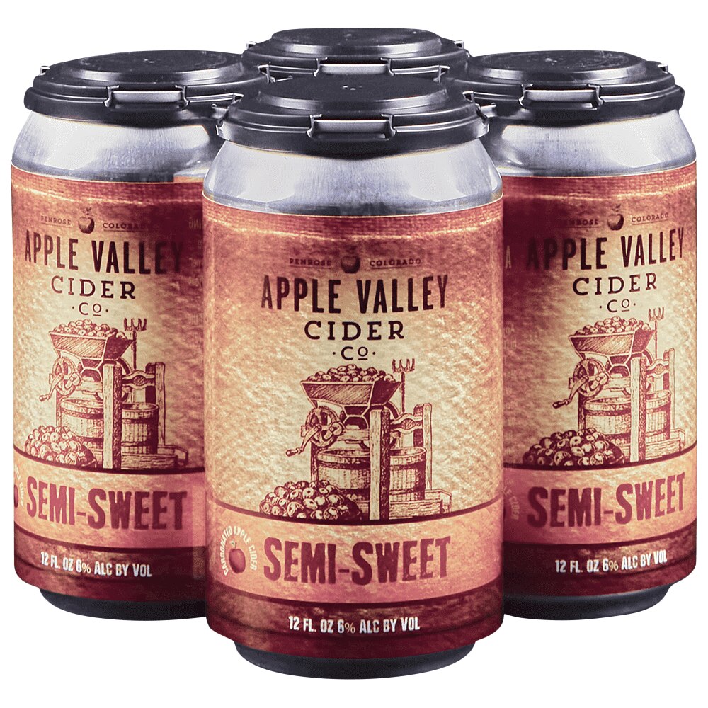 Apple Valley Semi-Sweet Cider 4pk 12 oz Cans - Applejack