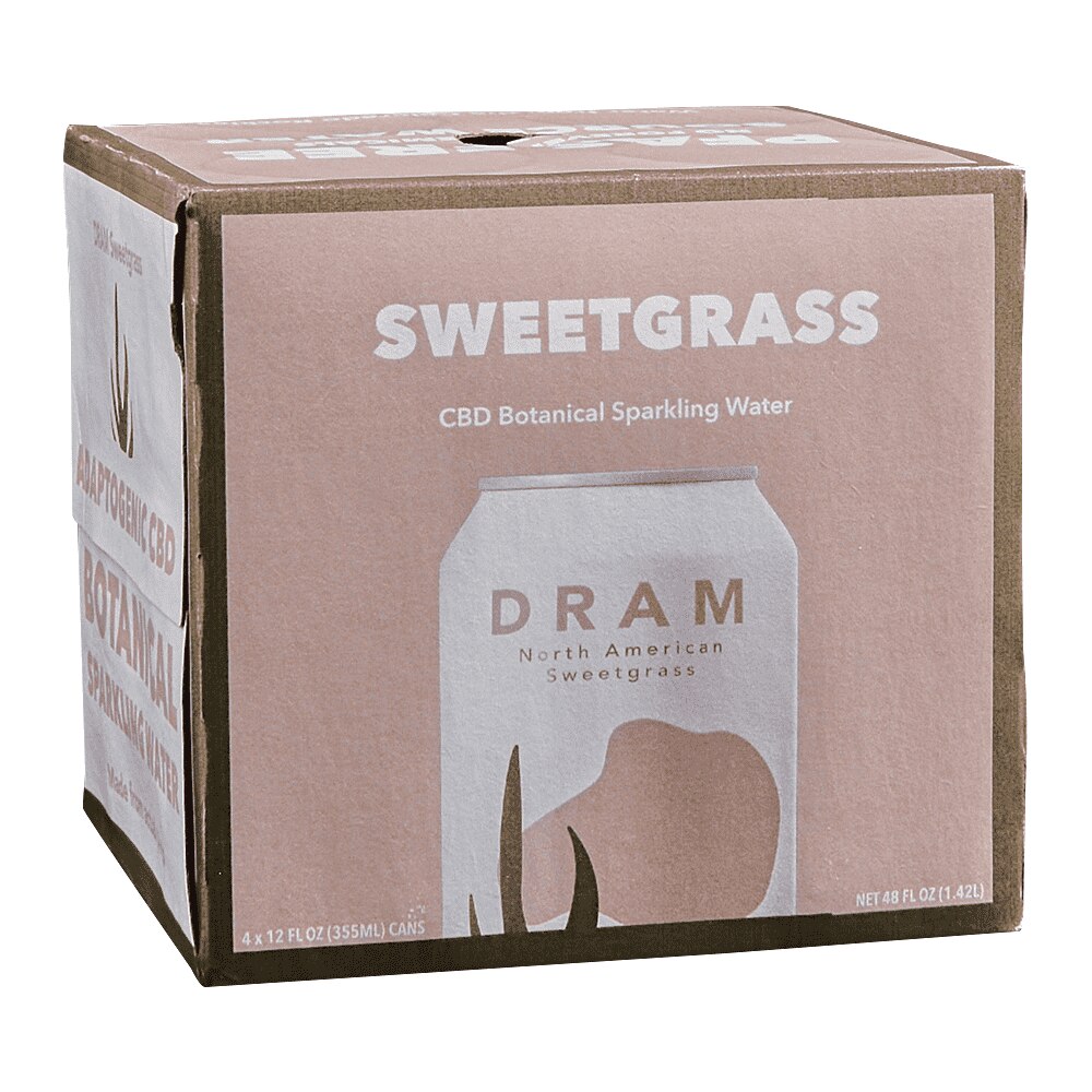 *SO* Dram Sweetgrass Adaptogenic CBD Sparkling Water 4pk 12 oz Cans ...