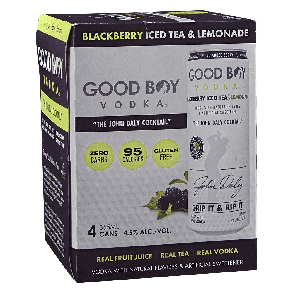 Good Boy Vodka Blackberry John Daly 4 pk 12 oz cans - Applejack