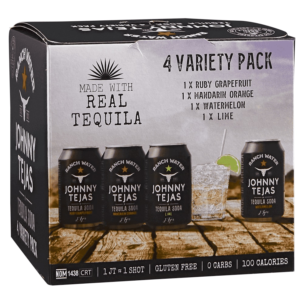 Johnny Tejas Ranch Water Variety Pack 4pk 12 oz Cans - Applejack