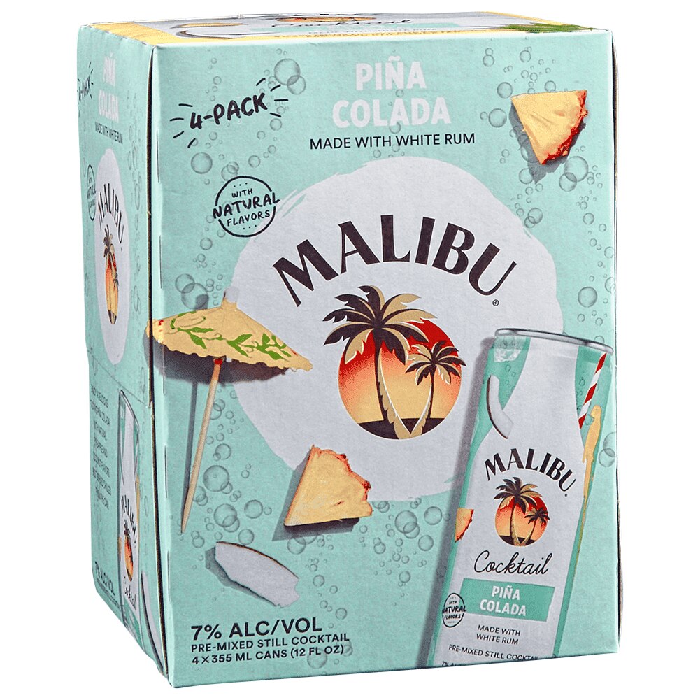 Malibu Pina Colada Cocktail 4pk 12 oz Cans - Applejack