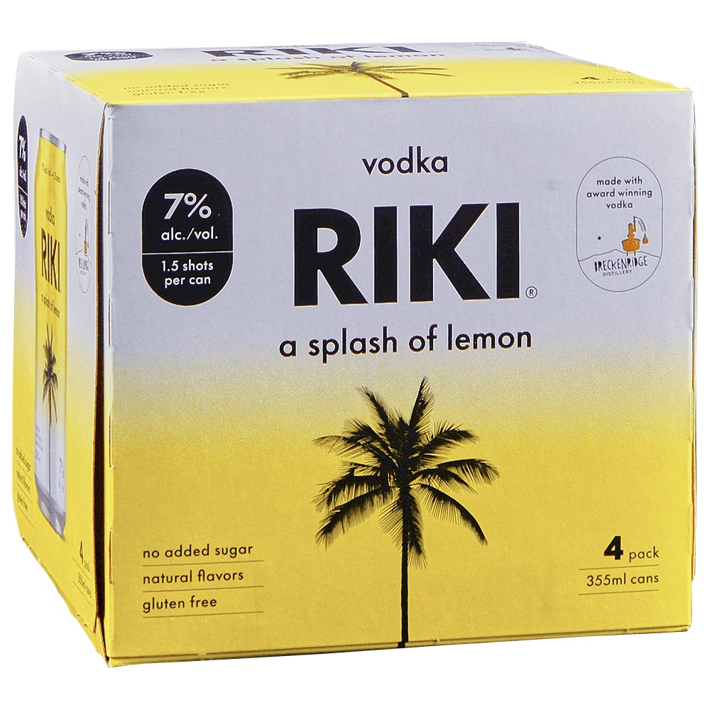 Riki Spirits Lemon Vodka Cocktail 4pk 12 oz Cans - Applejack