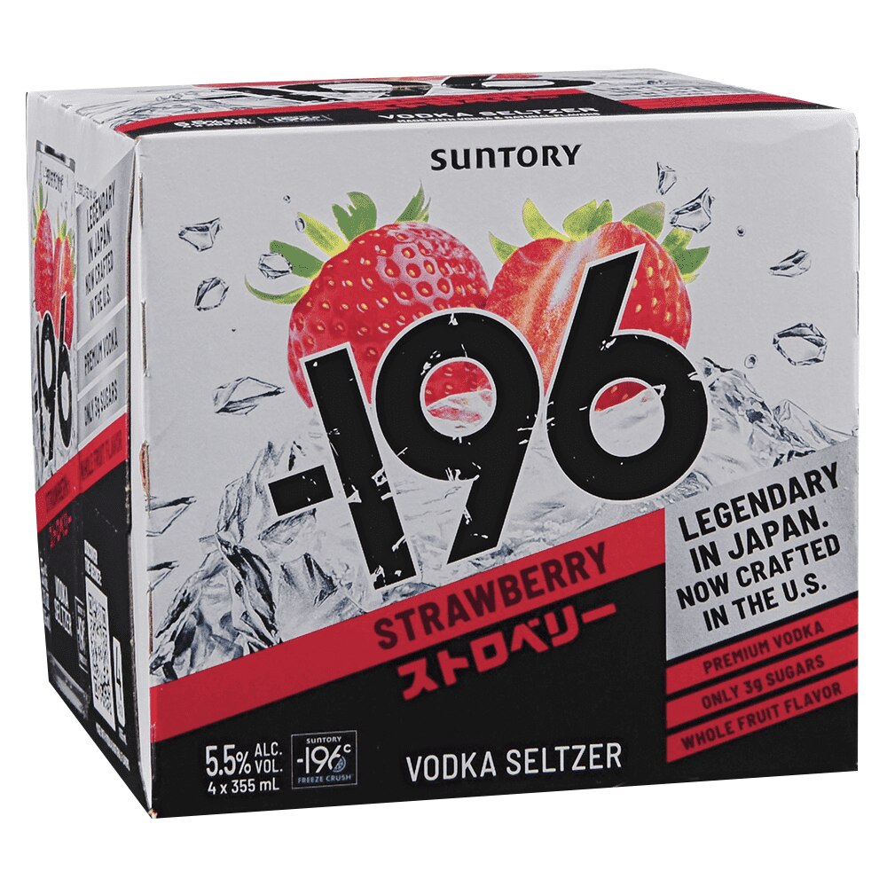 Suntory -196 Strawberry Vodka Seltzer 4pk 12 oz Cans - Applejack